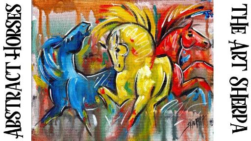 Abstract Horses Beginners Learn To Paint Acrylic Tutorial Step By Step ...