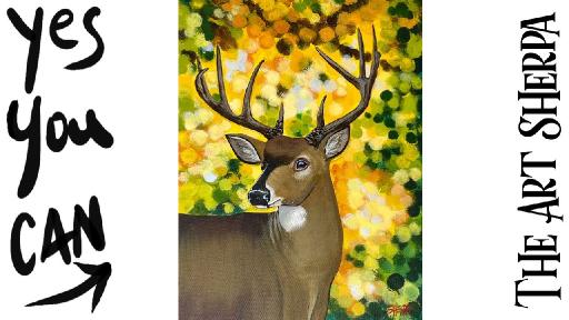 Stag In Autumn Forest Bokeh How To Draw And Paint Tutorial For ...