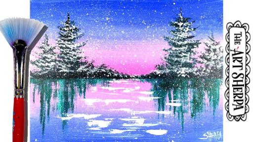 How To Paint The Easiest Trees Ever Fan Brush Painting Tutorial Step By ...