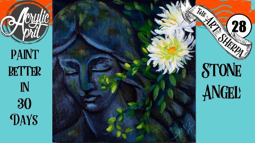 Stone Angel Easy Daily Painting Step By Step Acrylic Tutorials Day 28 # ...