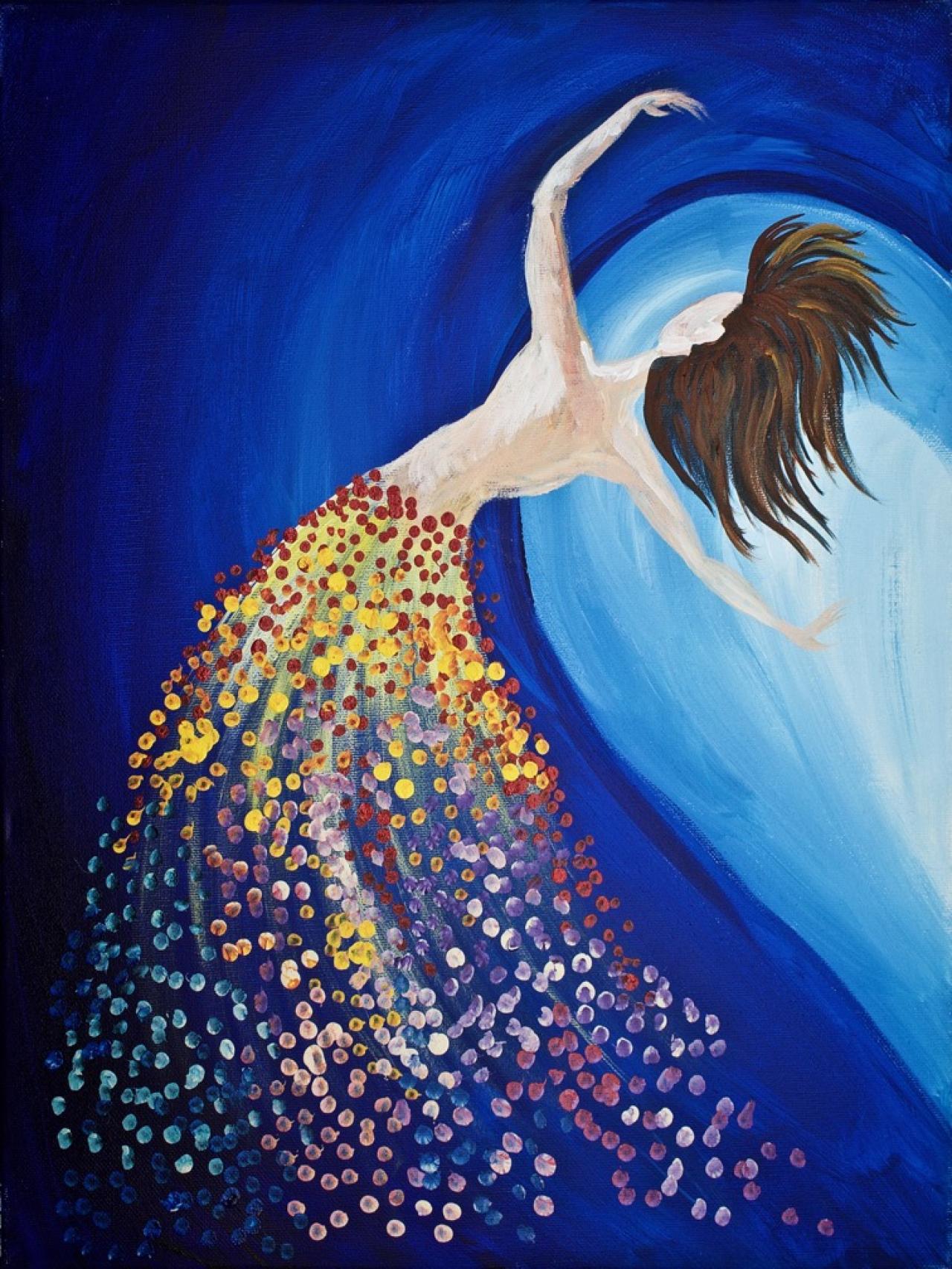 Magical Sisters Dancing LOVE Acrylic EASY Tutorial Acrylic Painting ...