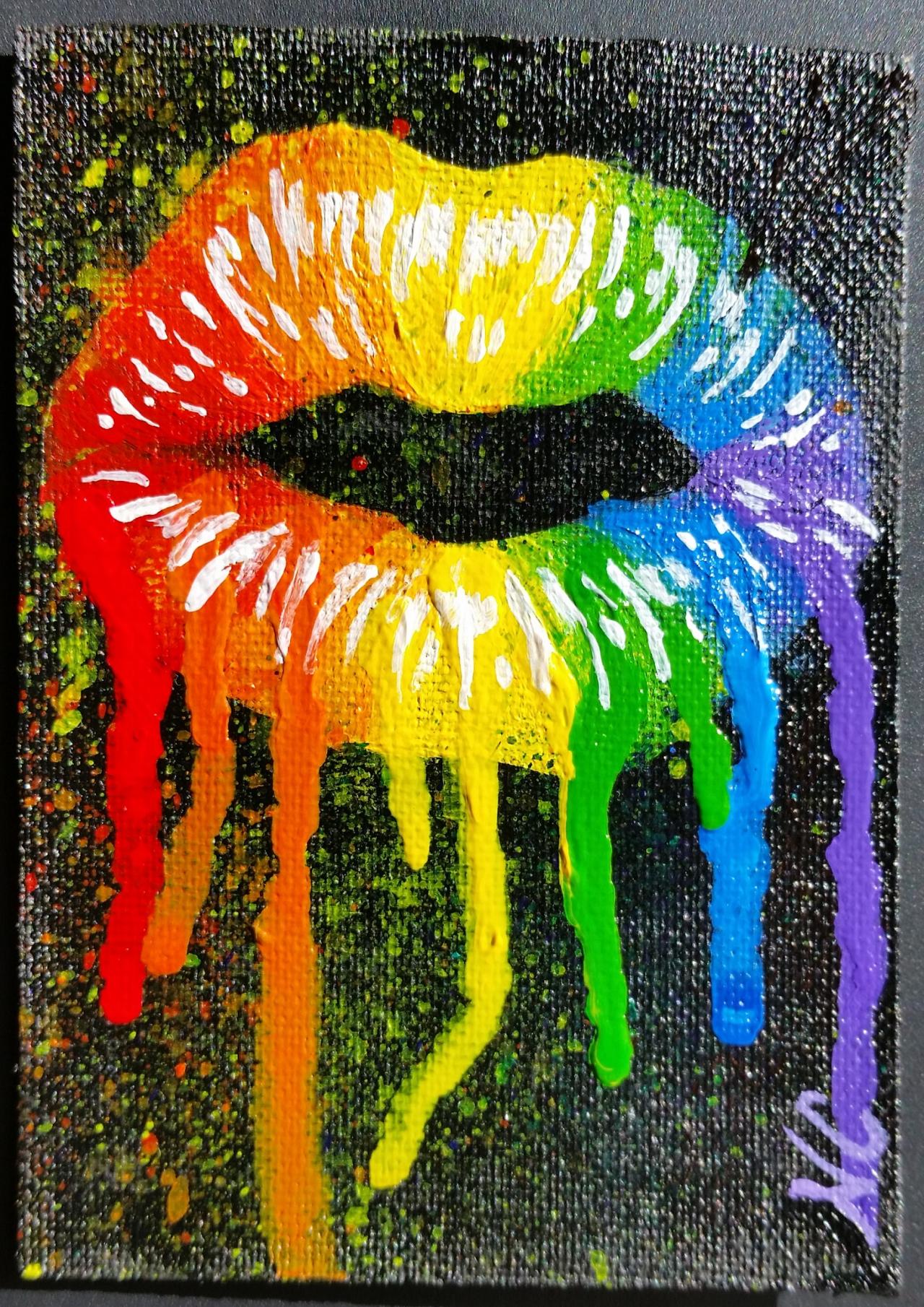 Rainbow Lips Tutorial As Atc - Gallery - NancyCarol | The Art Sherpa