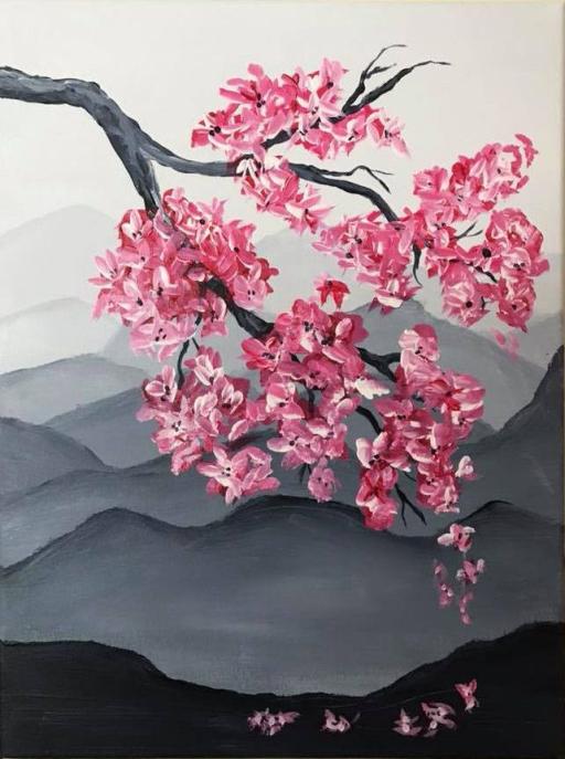 8 Cherry Blossom C Mountains Paint C Jane Tutorial - Gallery - Jo-Anne ...