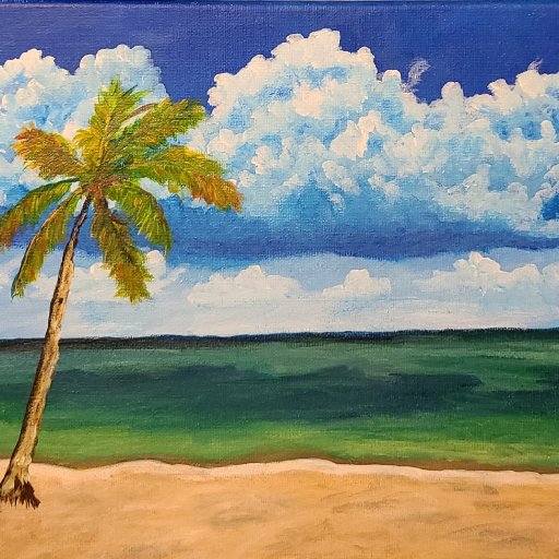 Beach With Realistic Palm Tree - Gallery - Laura Vincent | The Art Sherpa