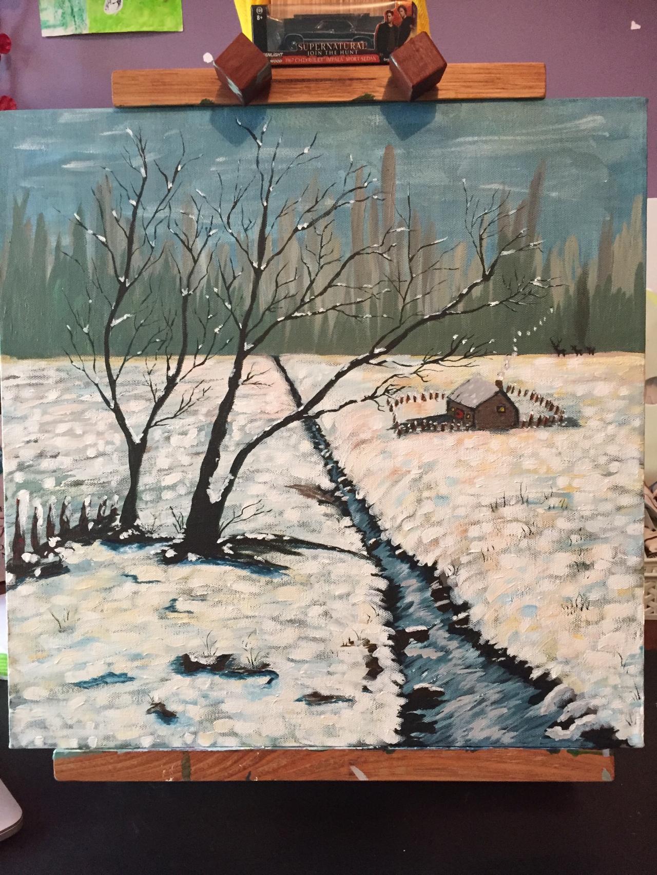 Snow Scene Acrylic Painting - Gallery - Wolfmoondreaming Mim | The Art ...