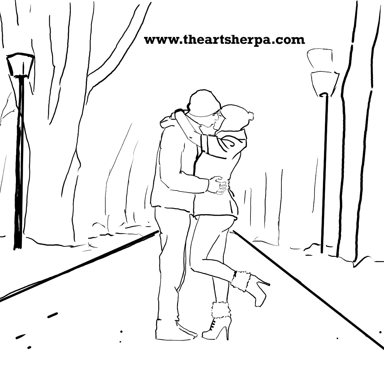 Couple Kissing In Love Streat Lights - The Art Sherpa Community | The ...