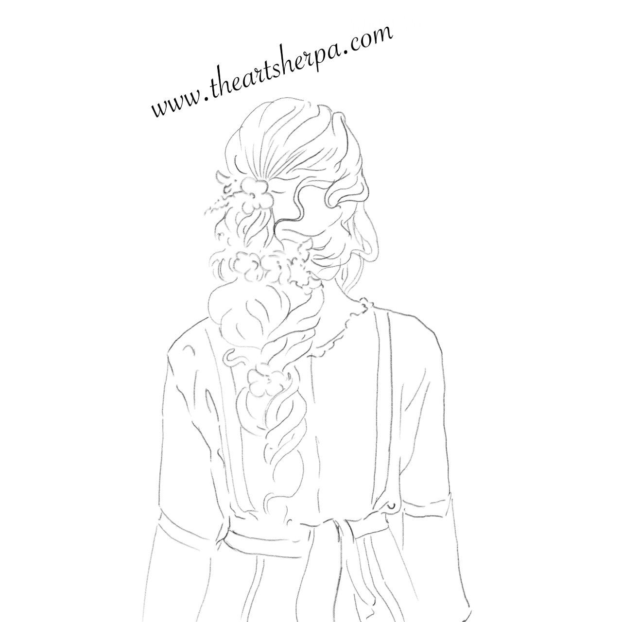 Boho Hair Watercolor Traceable - The Art Sherpa Community | The Art Sherpa