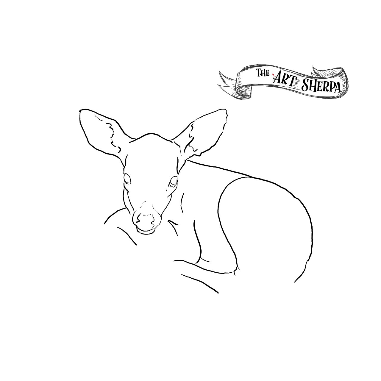 Baby Deer With Flowers Fawn Traceable - The Art Sherpa Community | The ...