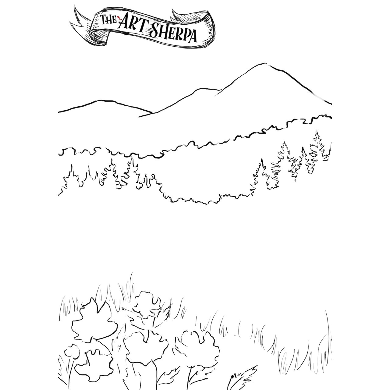 Red Poppy Watercolor Traceable Landscape - The Art Sherpa Community ...