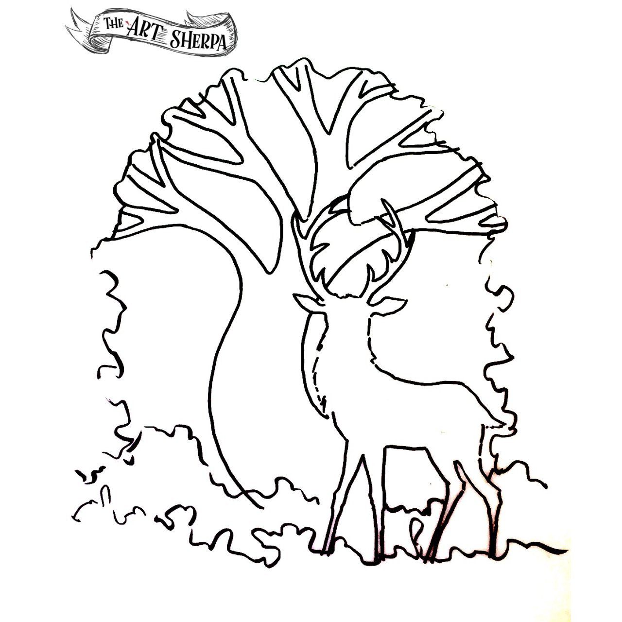 Magic Deer And Tree Traceable - The Art Sherpa Community | The Art Sherpa