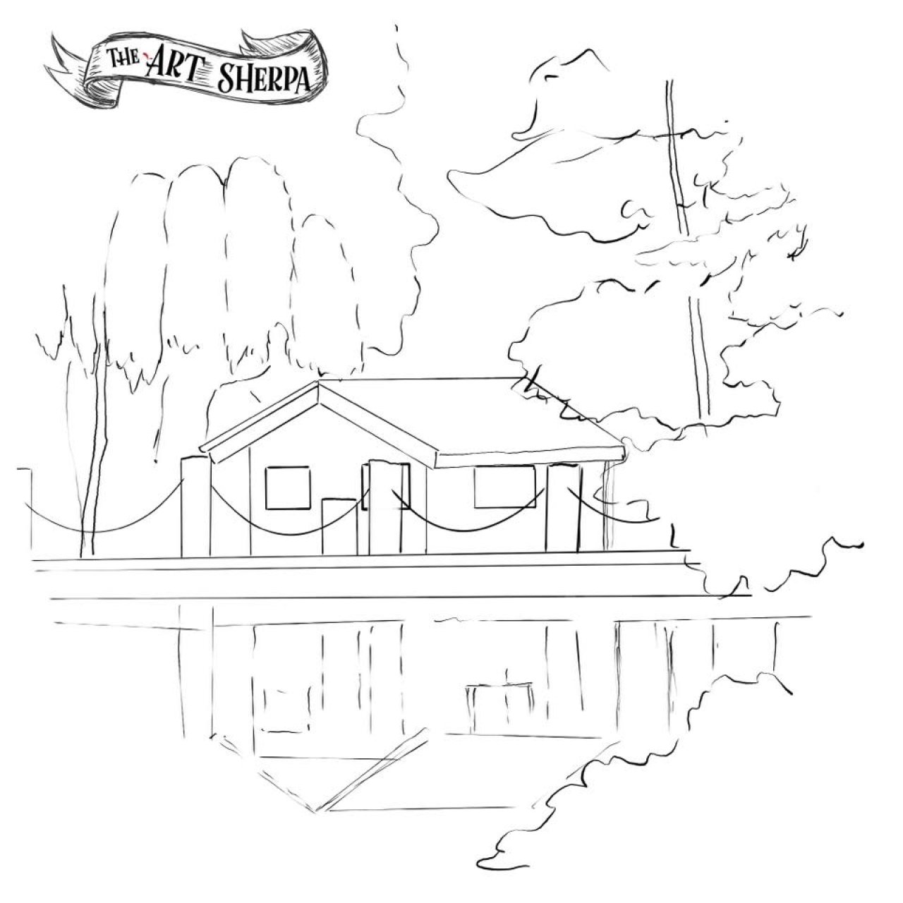 Autumn Lake Cabin Traceable - The Art Sherpa Community | The Art Sherpa