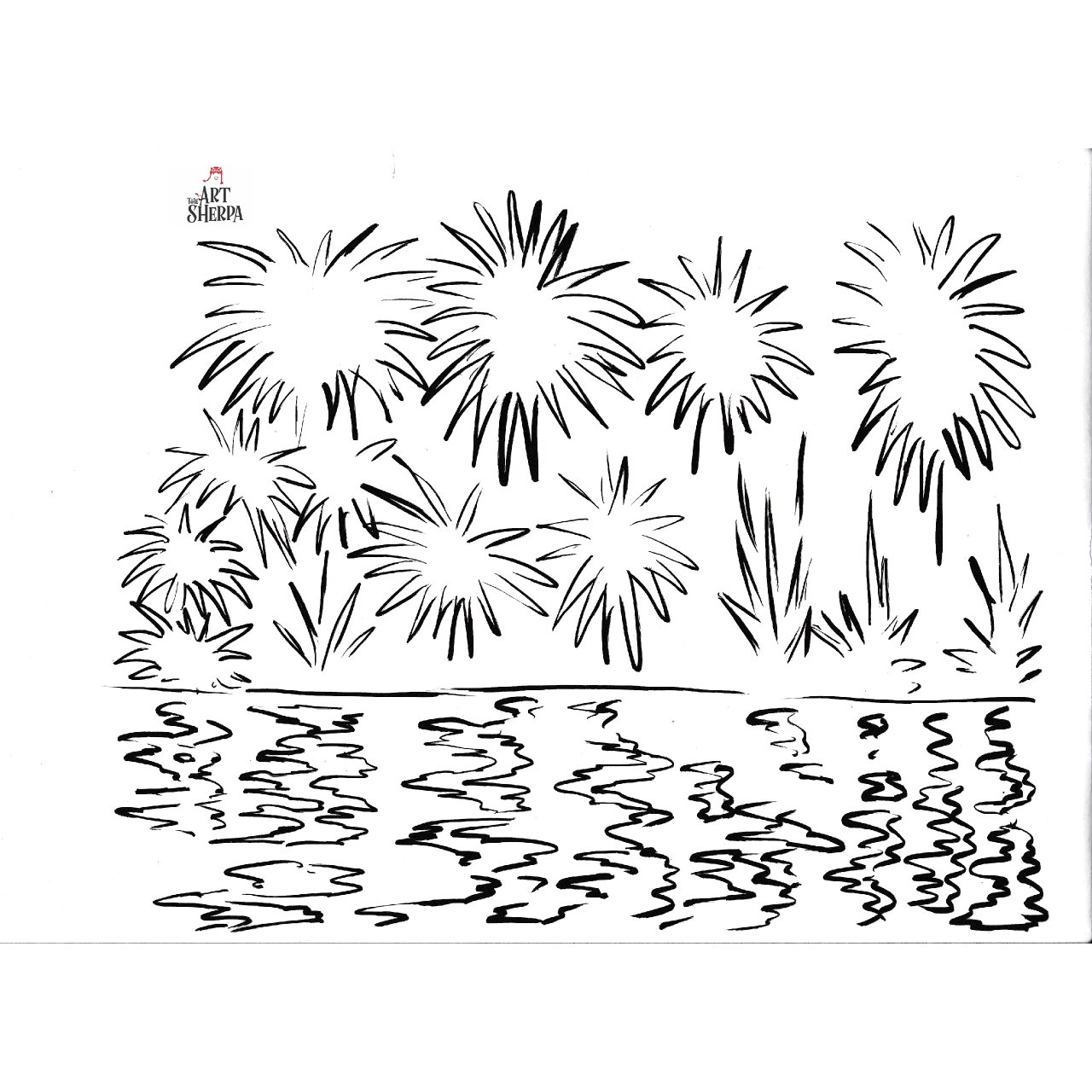 Easy Peasy Fireworks Over Water - The Art Sherpa Community | The Art Sherpa