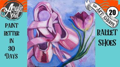 Ballet Shoes Easy Daily Painting Step By Step Acrylic Tutorials Day 20 ...
