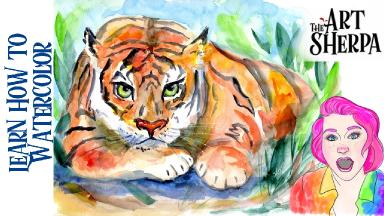 Learn How To Watercolor Paint Online Class A Simple Tiger | The Art Sherpa