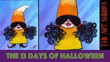 Easy Girl Gnome Candy Corn 13 Days Of Halloween Painting Step By Step ...