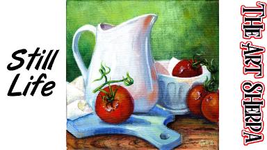 Simple Minimal Still Life Acrylic Step By Step Tutorial | TheArtSherpa | The Art Sherpa