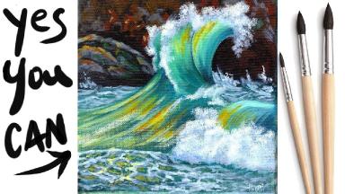 CRASHING WAVE Beginners Learn To Paint Acrylic Tutorial Step By Step ...