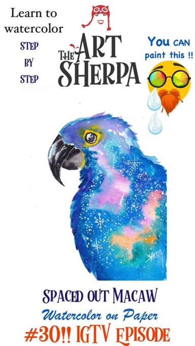 Hyacinth Macaw Named Neil Watercolor - IGTV | The Art Sherpa