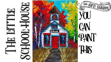 How To Paint An Old School House With Fall Trees Easy Acrylic Painting ...