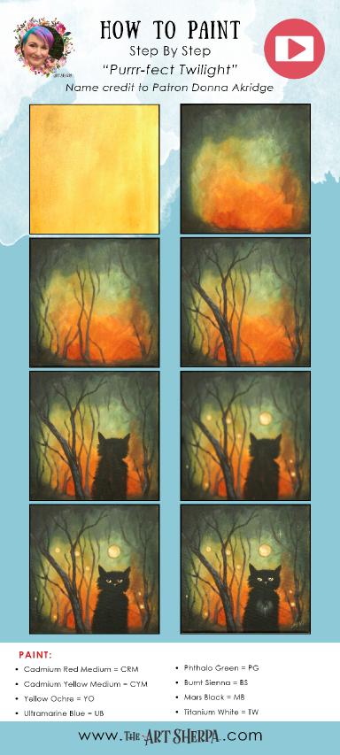 Black Cat Fantasy ‍♀️ 13 Days Of Halloween Acrylic Painting Tutorial ...